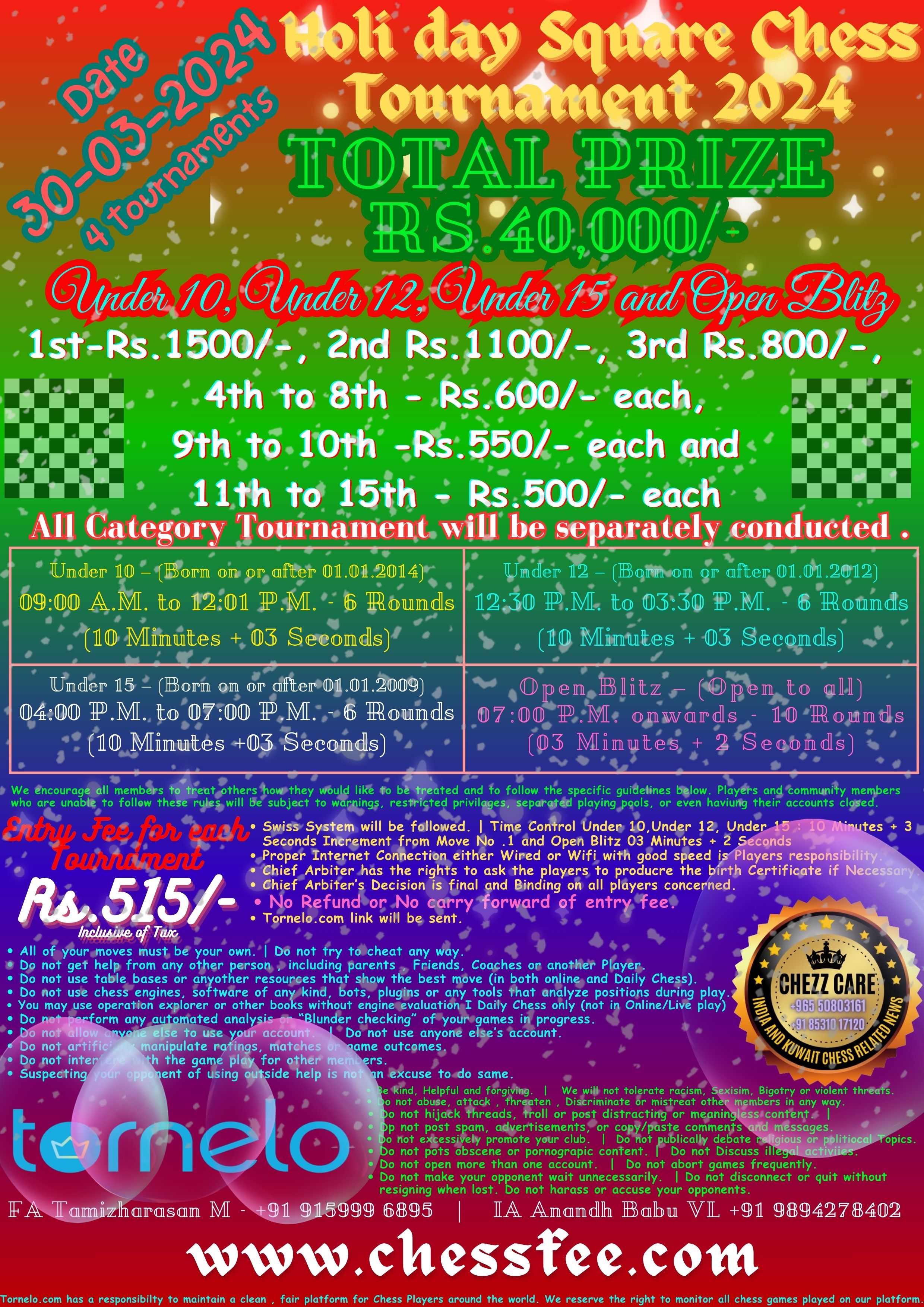 Chessfee:: Online chess tournament registration portal